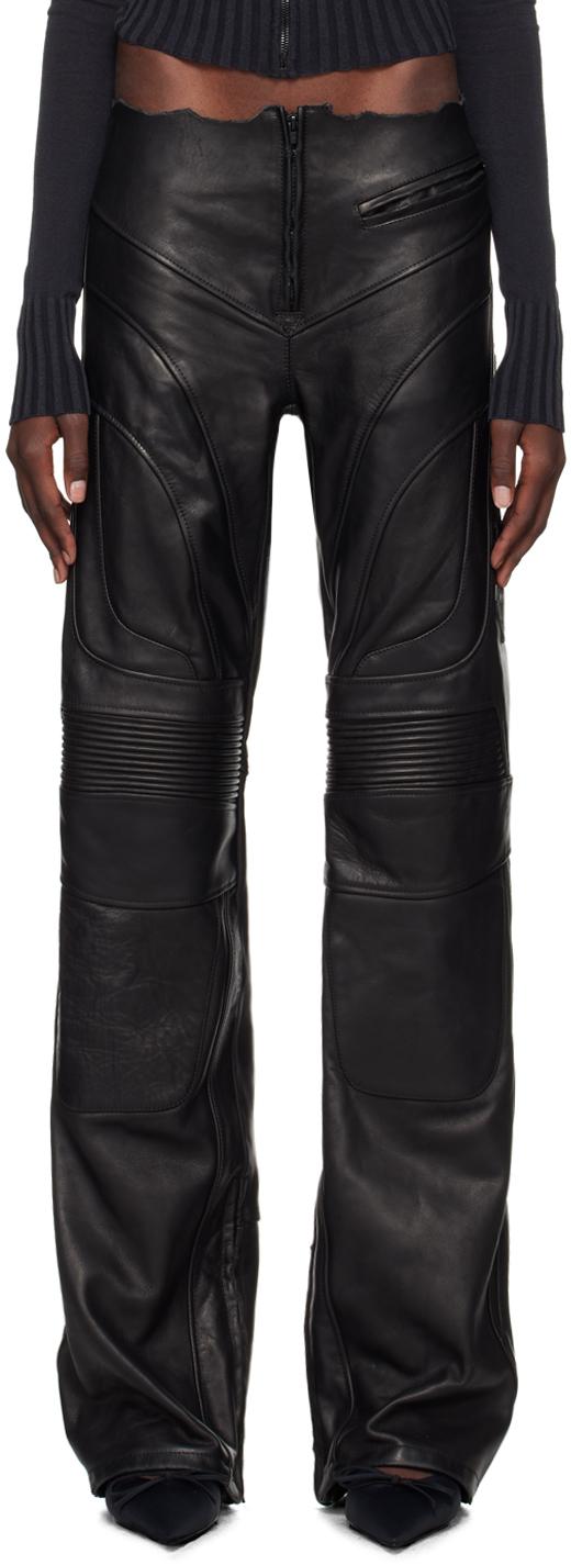 Balenciaga Low Waist Biker Leather Pants in Black | Lyst