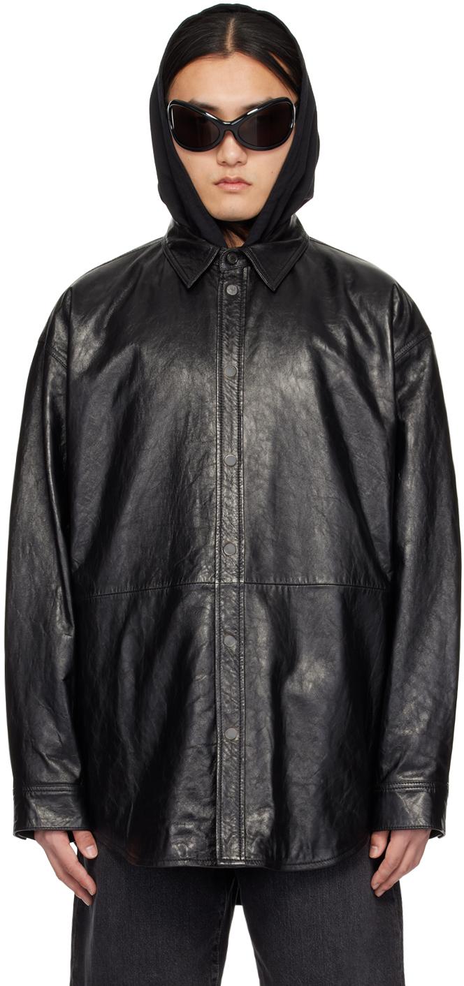 Acne Studios Black Embossed Leather Jacket for Men | Lyst