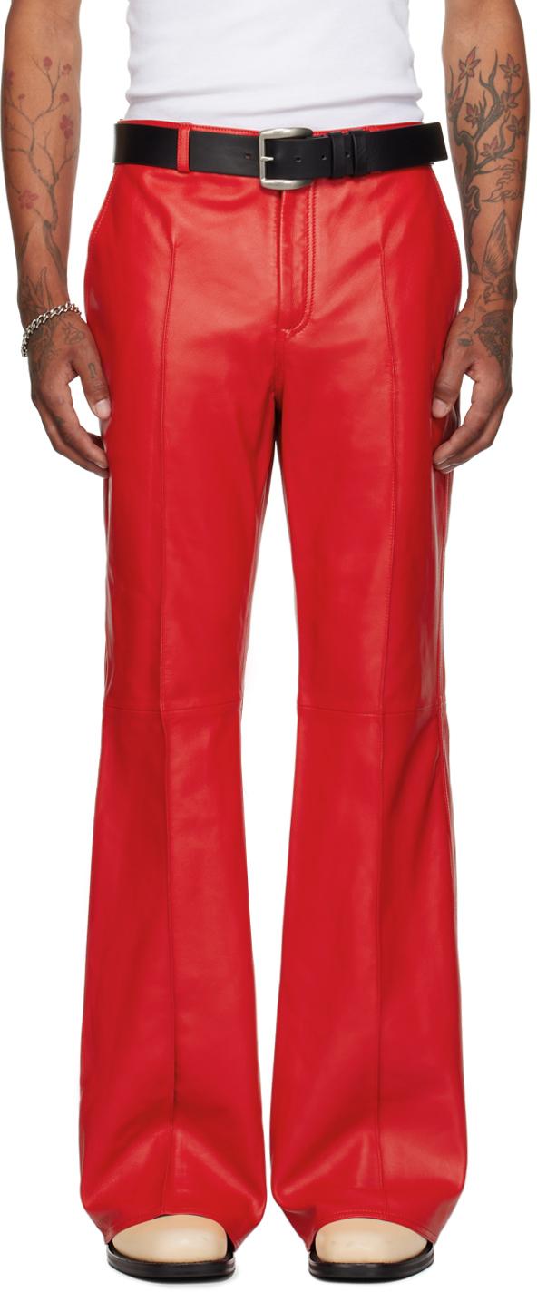 Lu'u Dan Bells Bell Bottom Leather Pants in Red for Men | Lyst