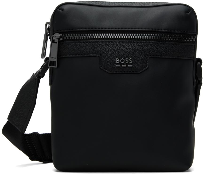 BOSS Buffed Faux-Leather Messenger Bag in Black for Men | Lyst