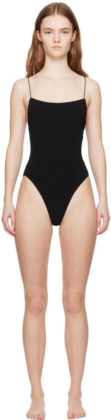 Totême Toteme Black Smocked Swimsuit Lyst