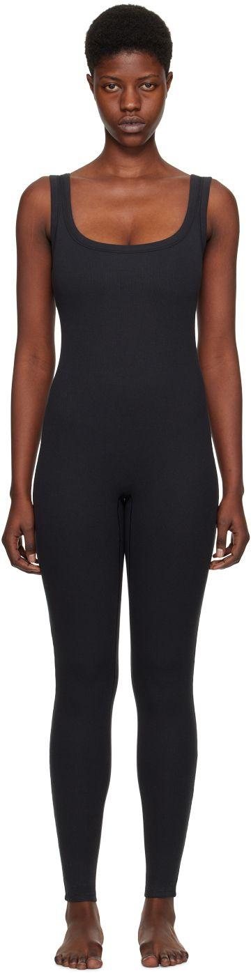 Skims Black Cotton Rib Tank Catsuit Jumpsuit | Lyst