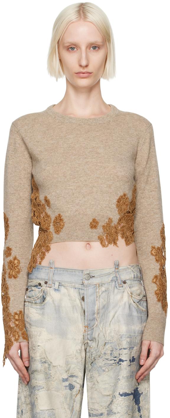 Acne Studios Lace Trim Sweater | Lyst