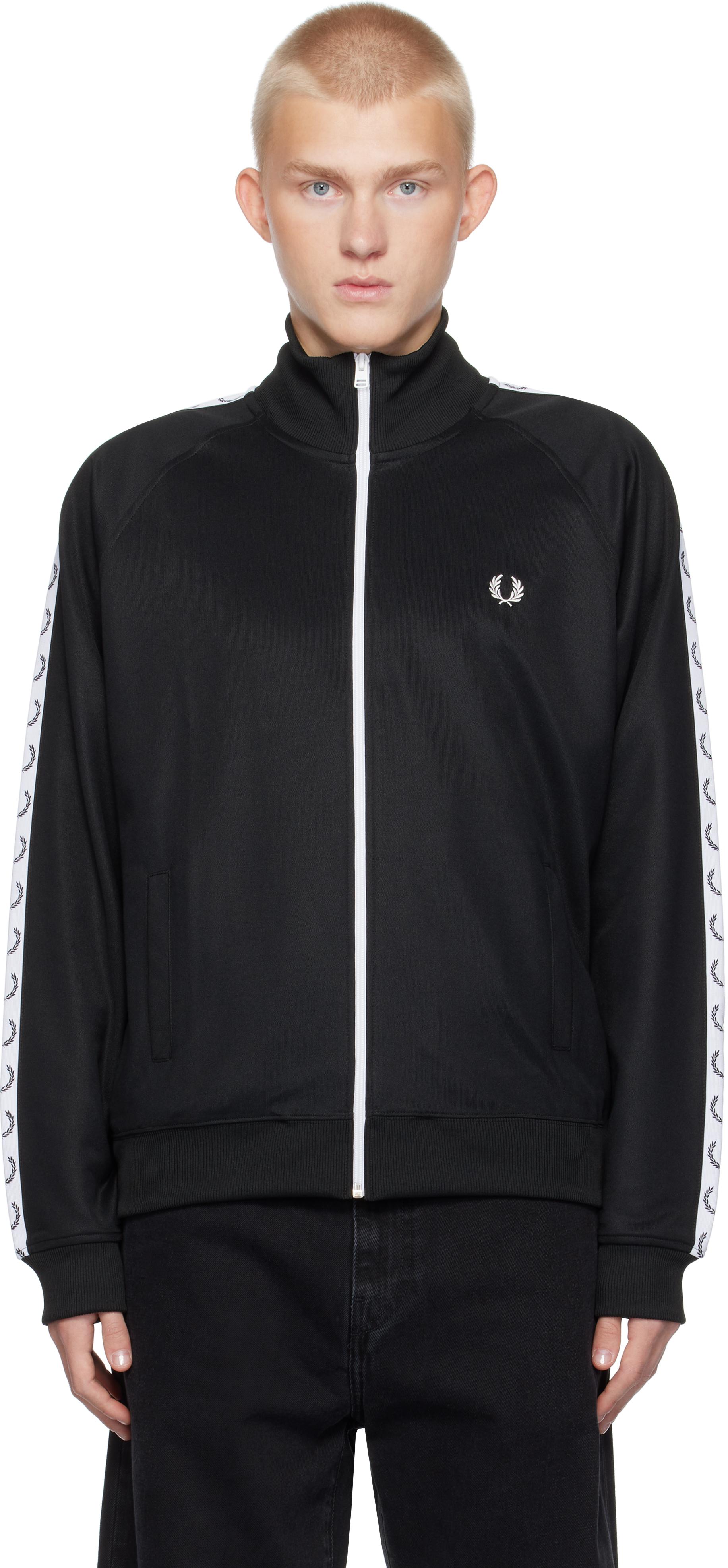 Fred Perry Taped Track Jacket in Black for Men | Lyst