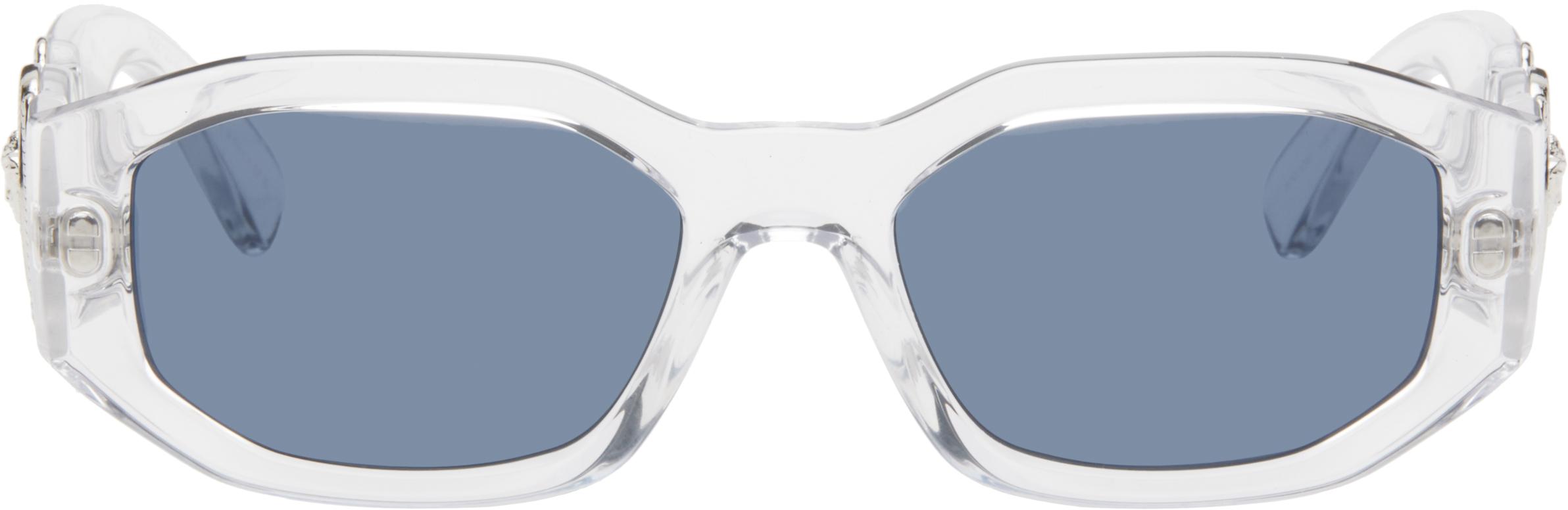 Versace Transparent Medusa Biggie Sunglasses in Black | Lyst