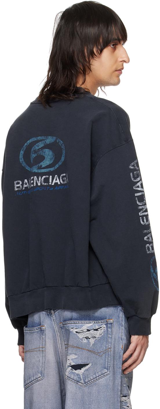 Balenciaga メンズ ブルー オーバーサイズ スウェットシャツ Balenciaga メンズ ブルー オーバーサイズ スウェットシャツ