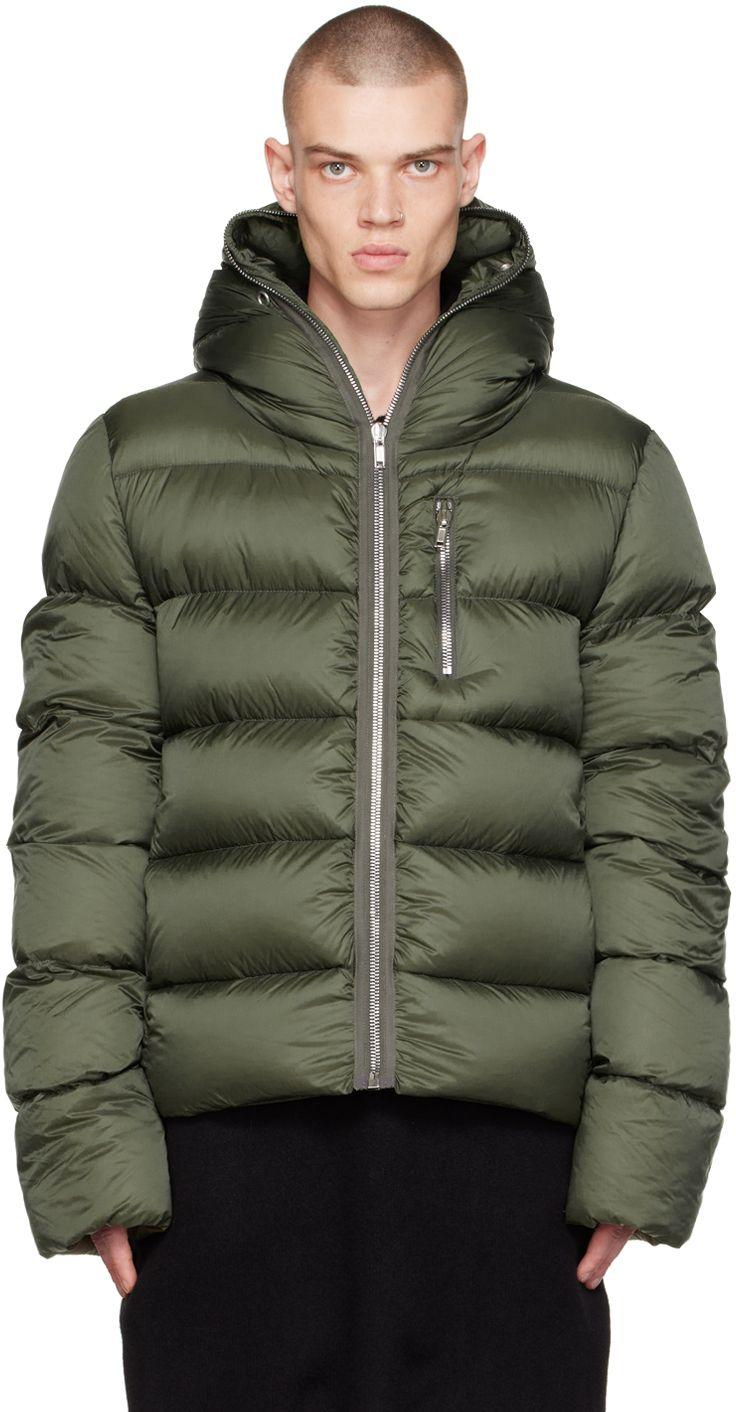 Rick Owens Khaki Gimp Down Jacket in Green for Men | Lyst