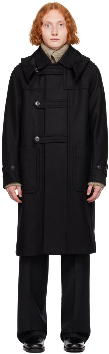 Dries Van Noten メンズ ブラック ウール コート コート Dries Van Noten メンズ ブラック ウール コート コート