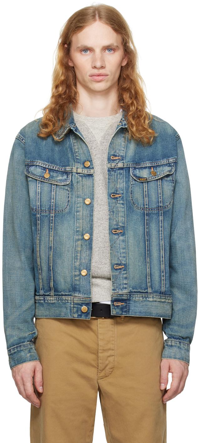 RRL Leeland Distressed Denim Trucker Jacket in Blue for Men | Lyst