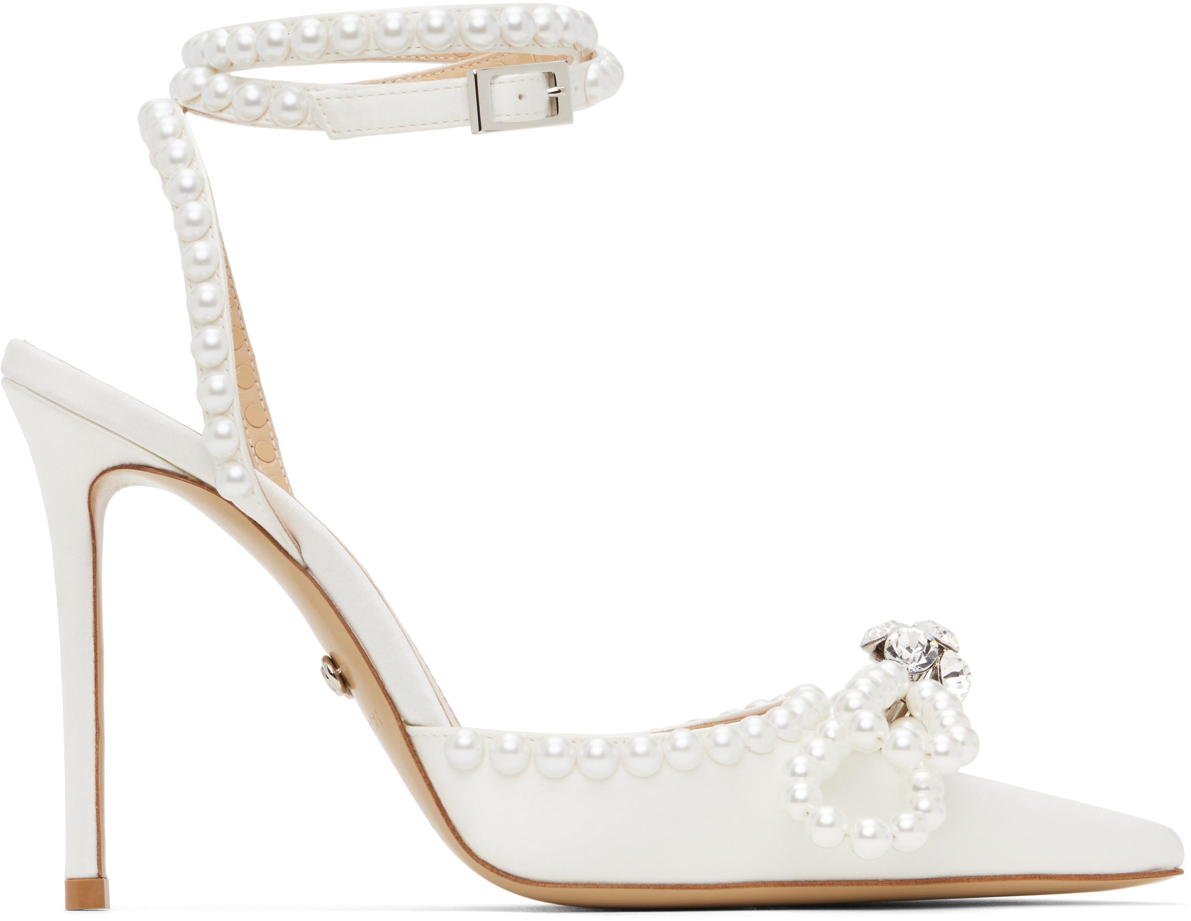 Mach & Mach Double Bow With Pearls Heels in White | Lyst