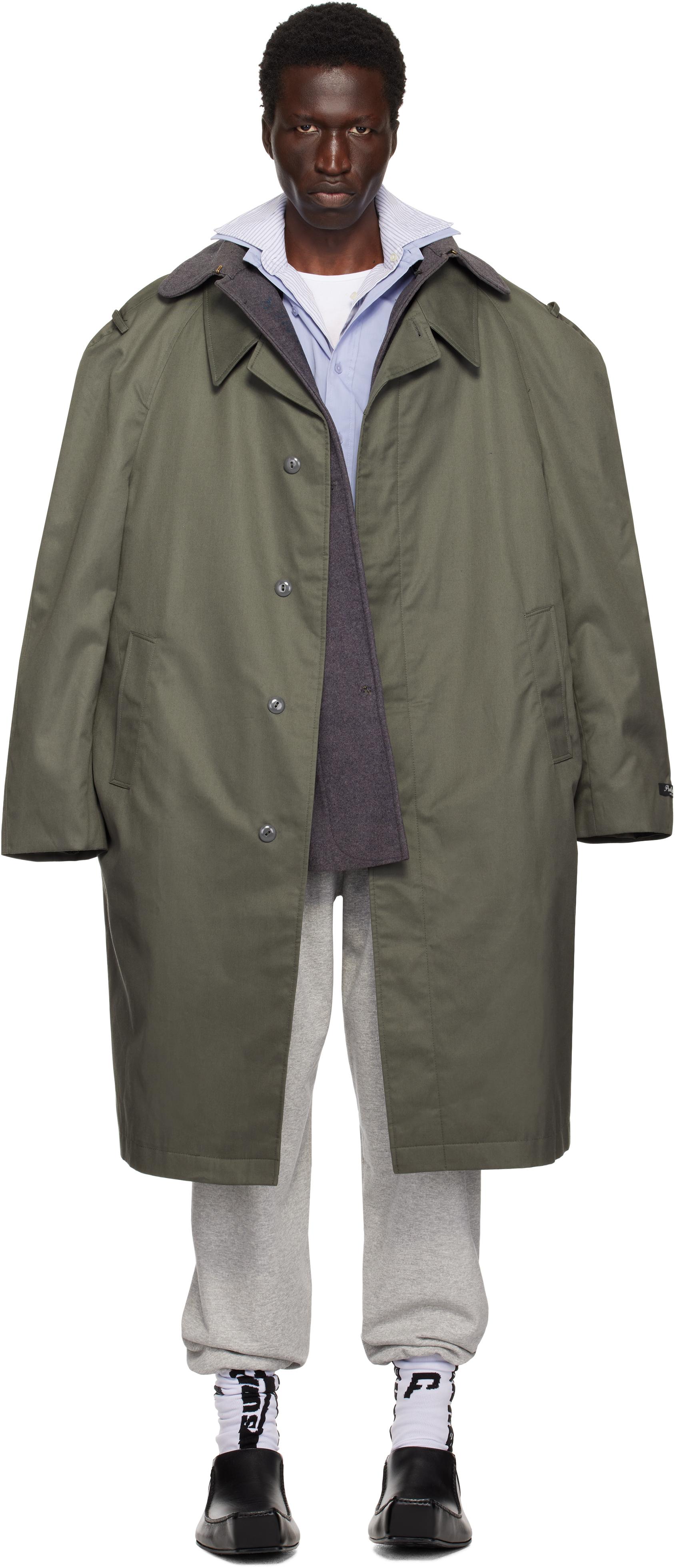 PROTOTYPES Khaki Cut Up Trench Coat in Black for Men | Lyst