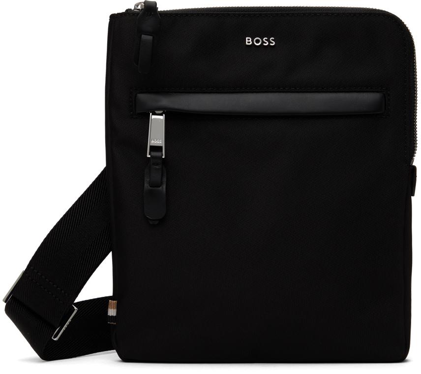 BOSS Recycled Canvas Messenger Crossbody Bag in Black for Men | Lyst