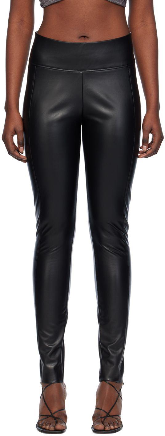 Wolford Black Edie Forming Faux-leather leggings | Lyst