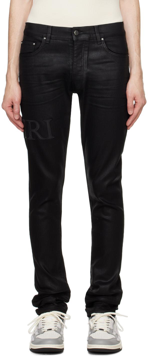 Amiri Serif Logo Wax Skinny Jeans In Black For Men Lyst