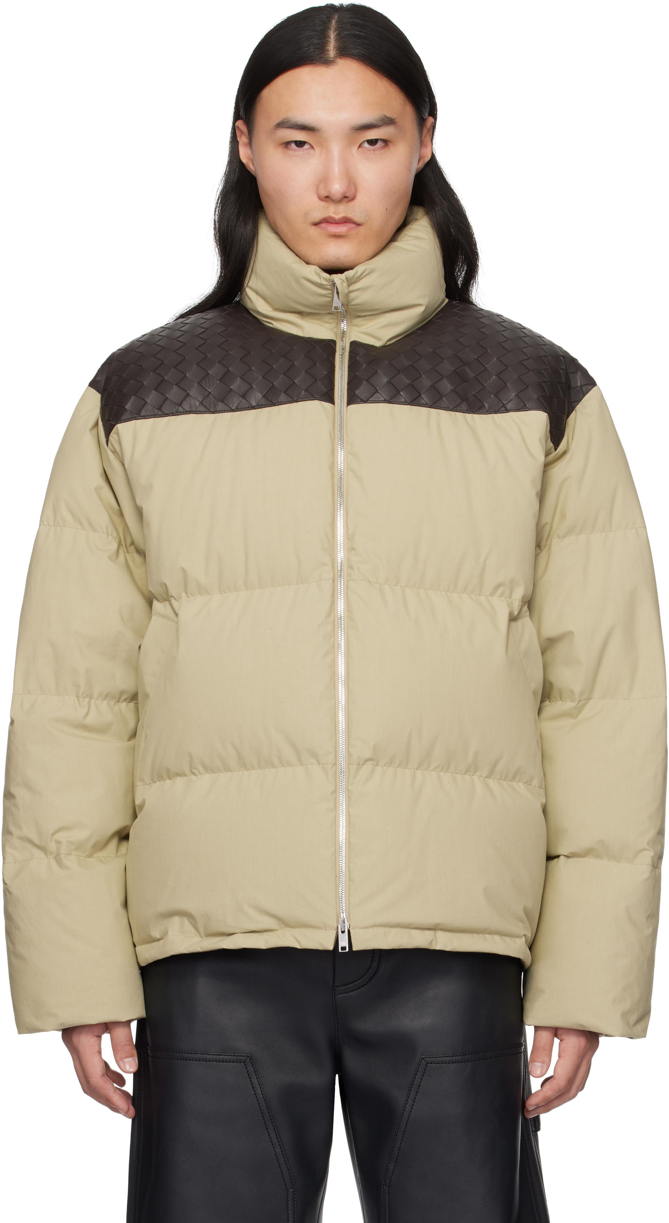 Bottega Veneta Taupe Frosted Poplin Puffer Jacket in Natural for Men | Lyst