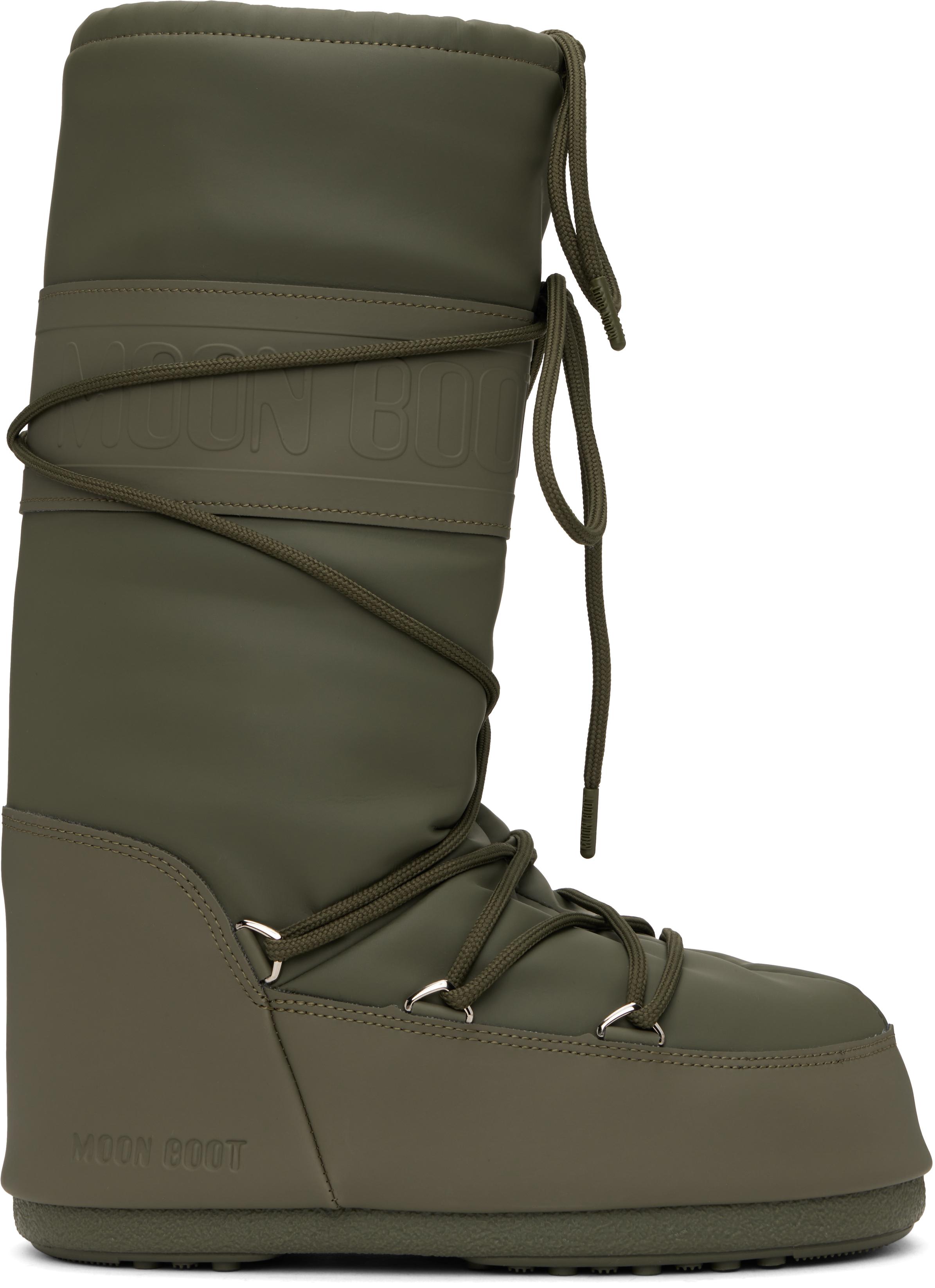 Moon Boot Khaki Icon Rubber Boots in Green for Men | Lyst
