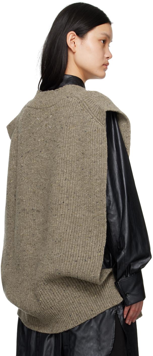 Maison Margiela レディース ブラウン タバード ベスト セーター Maison Margiela レディース ブラウン タバード ベスト セーター