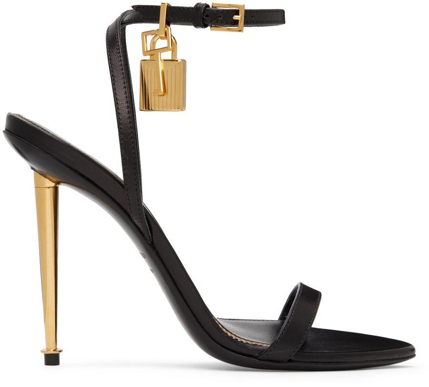 Tom Ford Black Padlock Pointy Naked Heeled Sandals Lyst