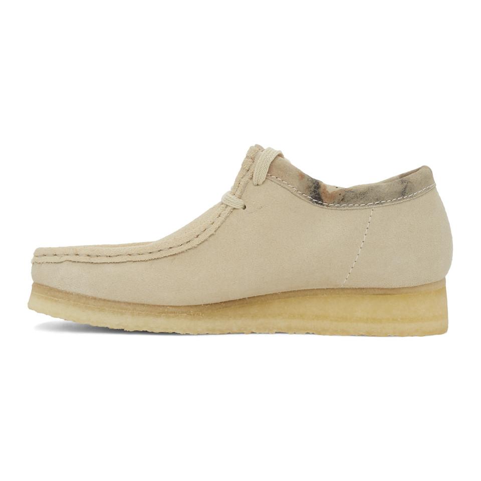 Clarks Off-white Suede Wallabee Moccasins for Men - Lyst