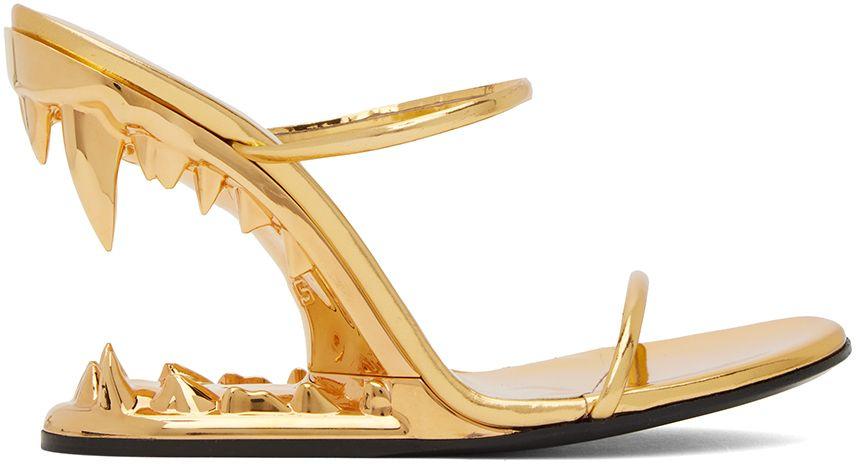 Gcds Gold Morso Heeled Sandals in Black | Lyst