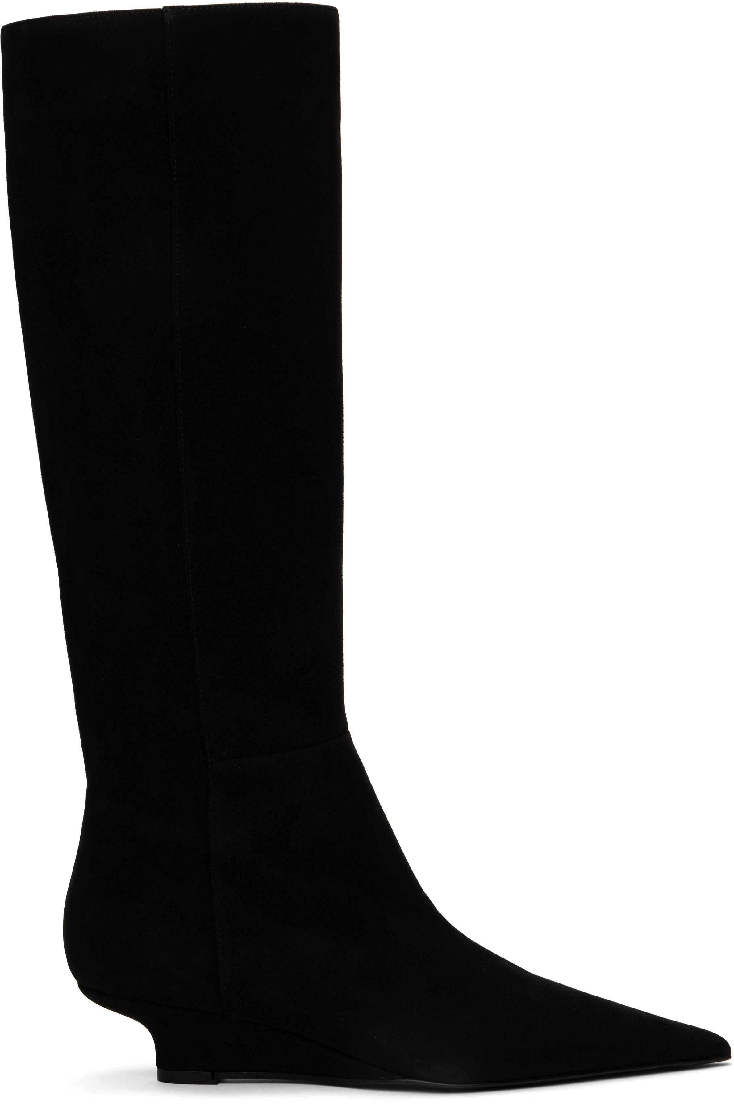 TOTEME Sharp Suede Knee-High Boots in Black | Lyst