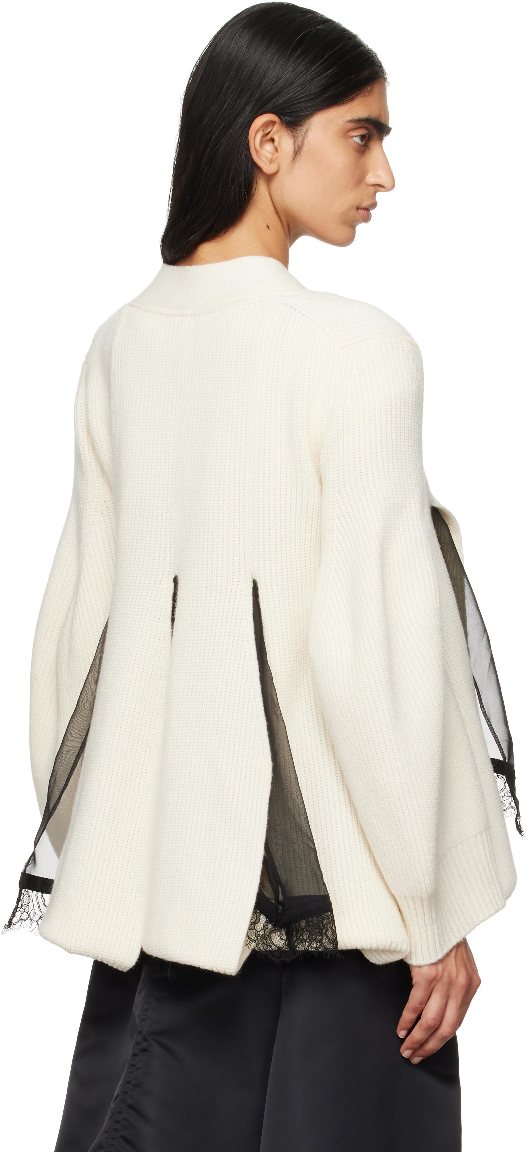 Sacai レディース ナチュラル オフホワイト ウールニット Sacai レディース ナチュラル オフホワイト ウールニット