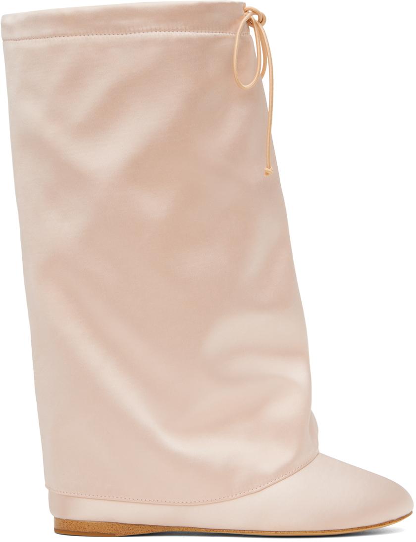 PRAYING Satin Knee-High Ballet Boots in Natural | Lyst