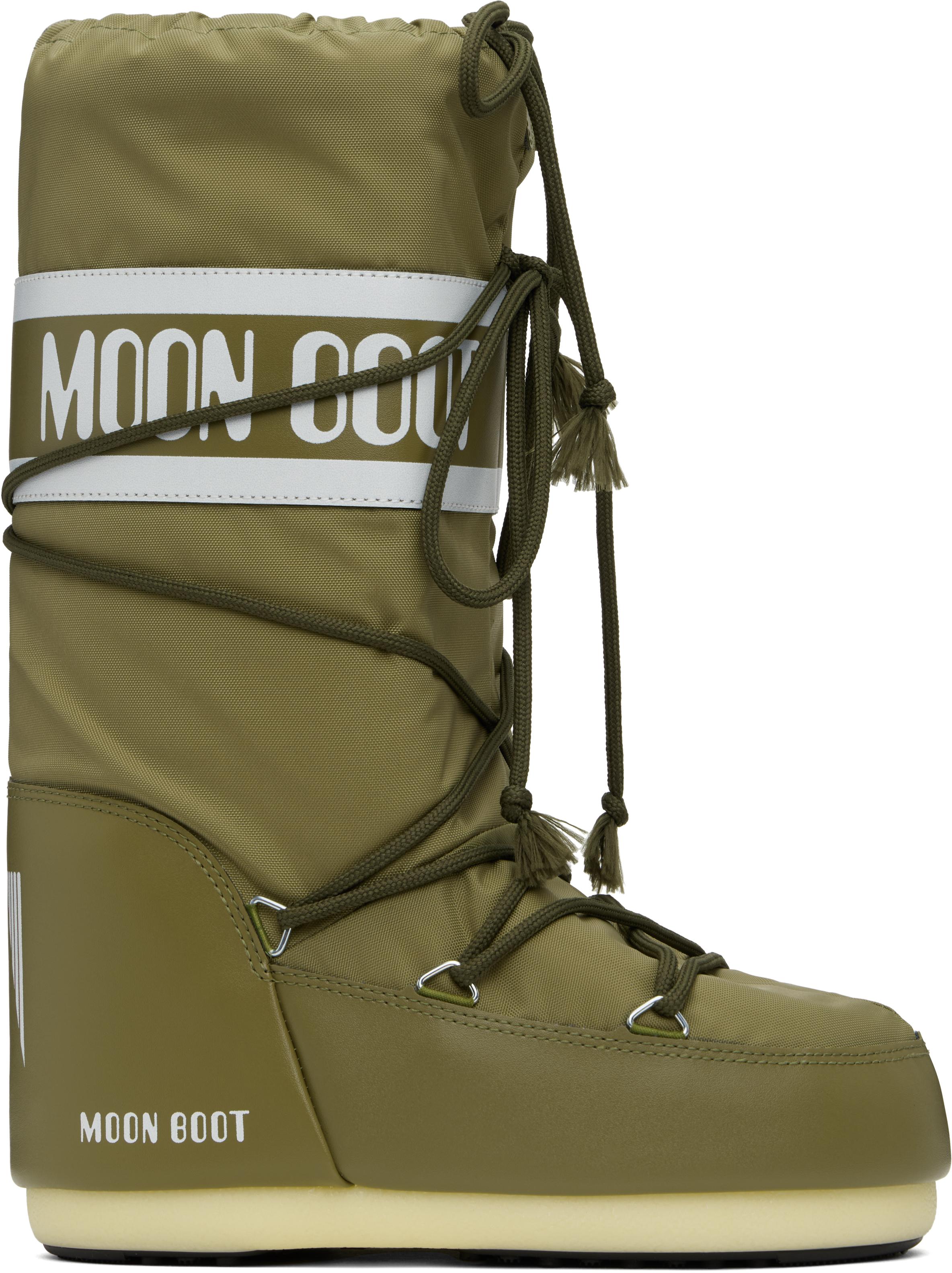 Moon Boot Khaki Icon Nylon Boots in Green for Men | Lyst