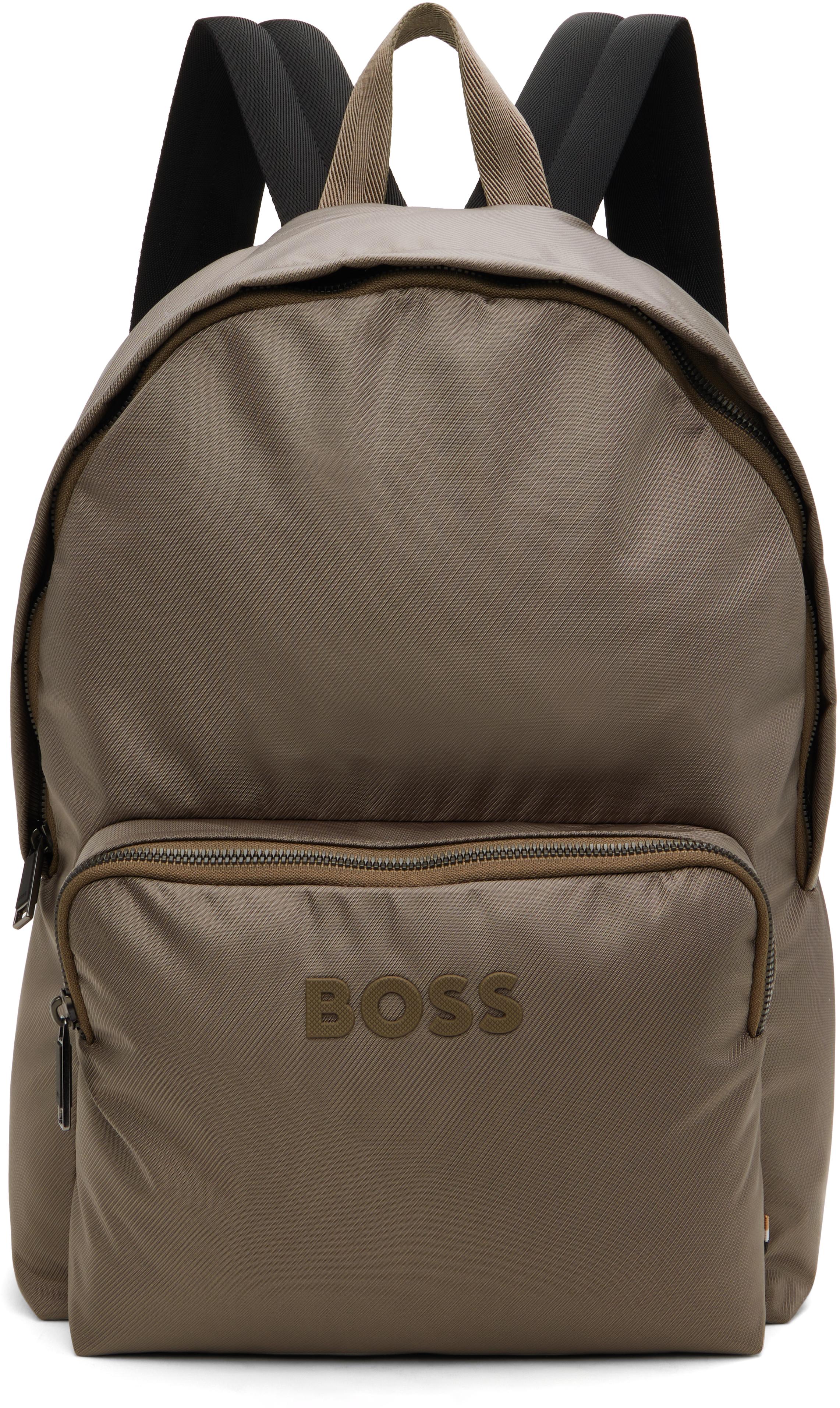 BOSS Khaki Contrast Logo Backpack in Brown for Men | Lyst
