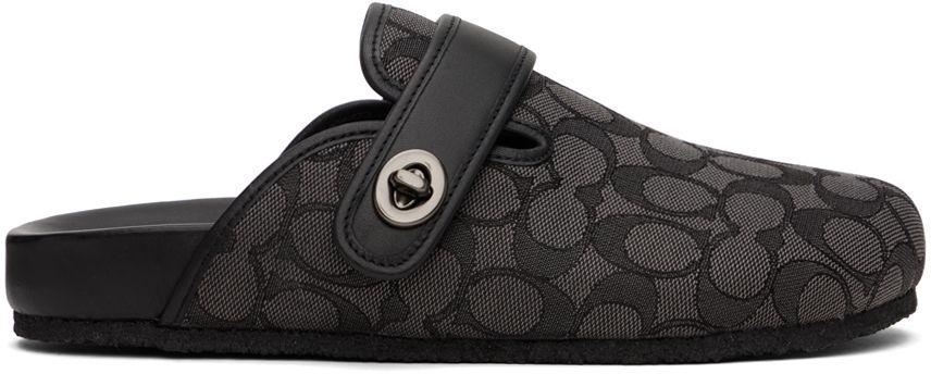 COACH Gray & Black Signature Jacquard Clogs for Men | Lyst