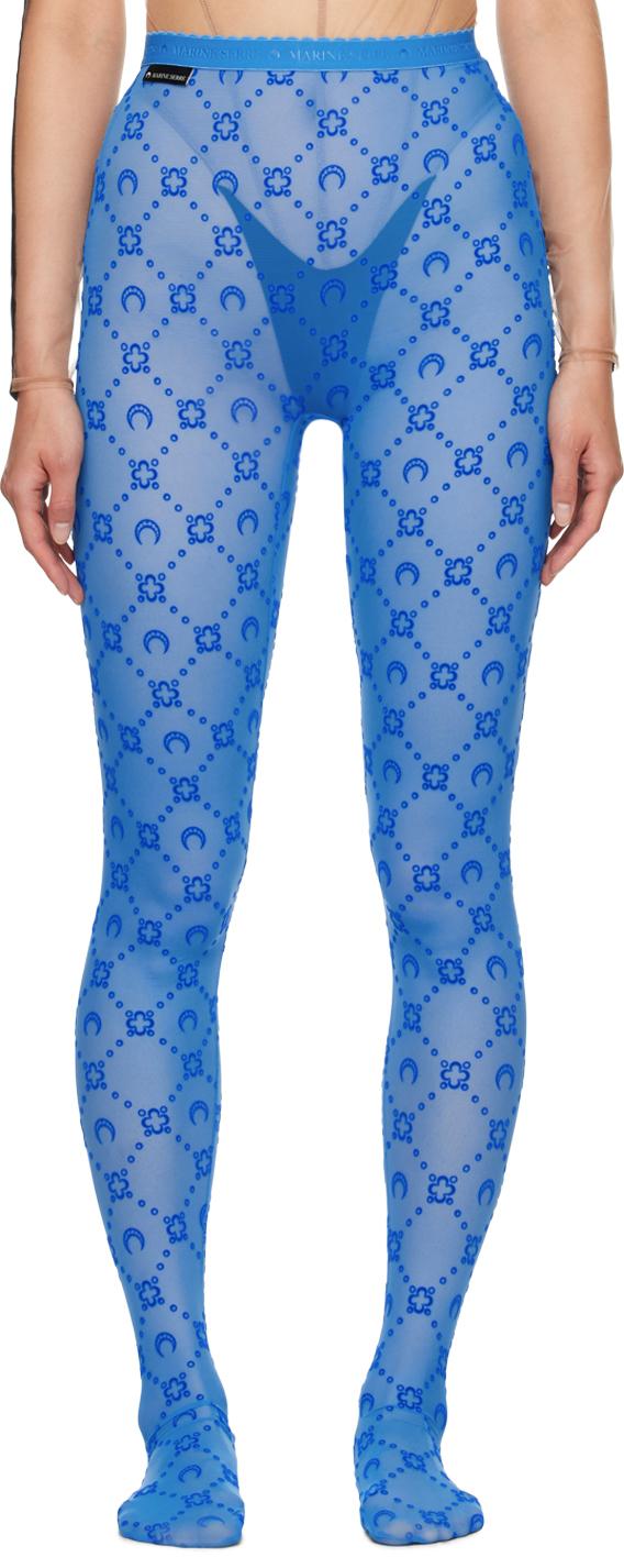 Marine Serre Ssense Exclusive Moonogram Tights in Blue | Lyst