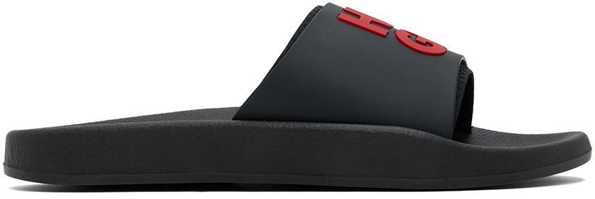 HUGO Logo-branded Slides in Black for Men | Lyst