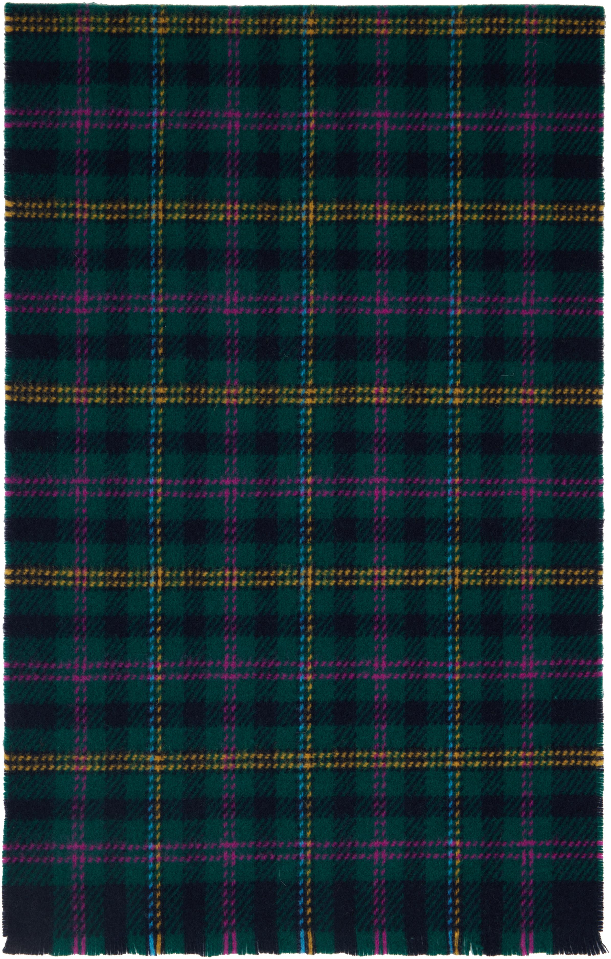 Drake's Tartan Check Wool Scarf in Green for Men | Lyst