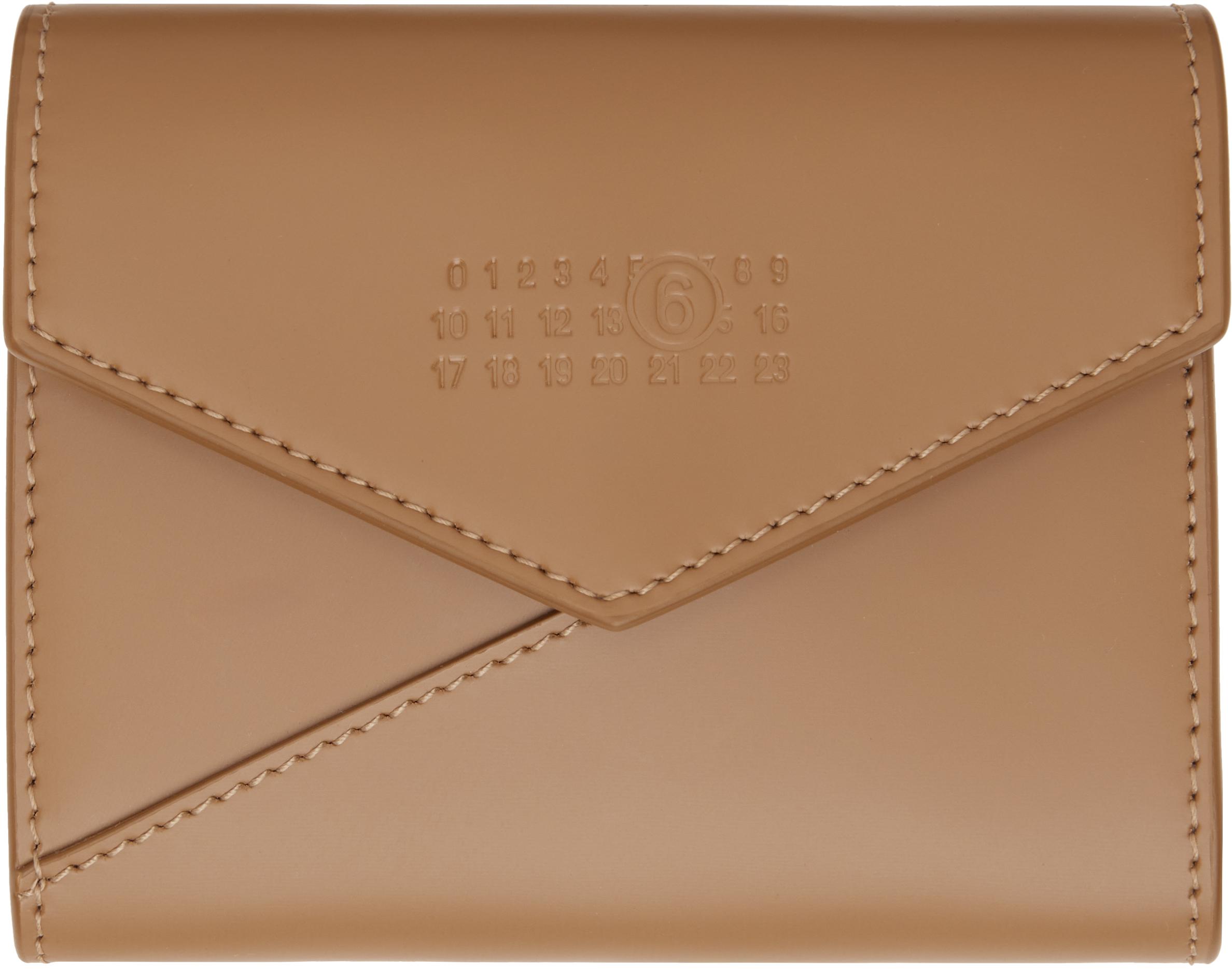 MM6 by Maison Martin Margiela Tan Leather Flap Wallet in Natural | Lyst UK