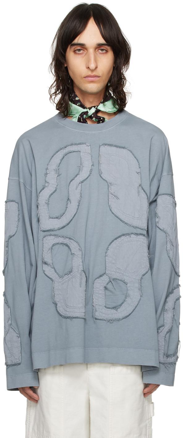 メンズ Dries Van Noten ブルー フレイド 長袖tシャツ ブルー | Lyst メンズ Dries Van Noten ブルー フレイド 長袖tシャツ ブルー | Lyst