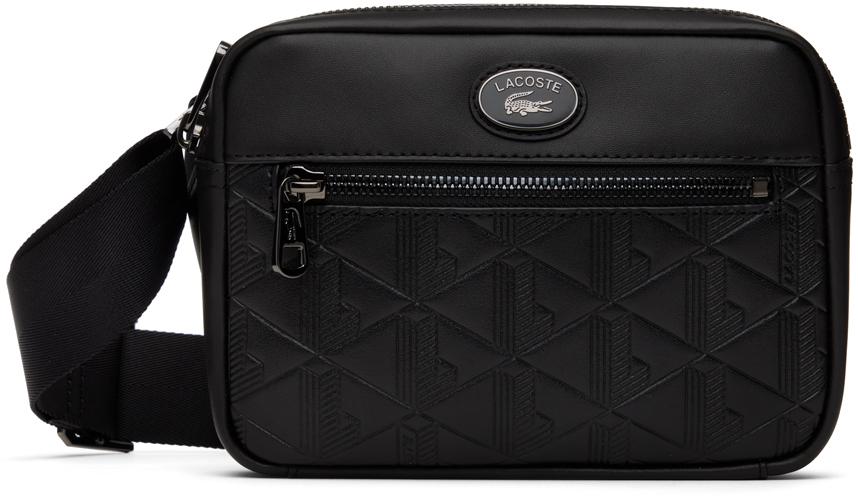 Lacoste Leather Monogram Shoulder Bag in Black for Men | Lyst