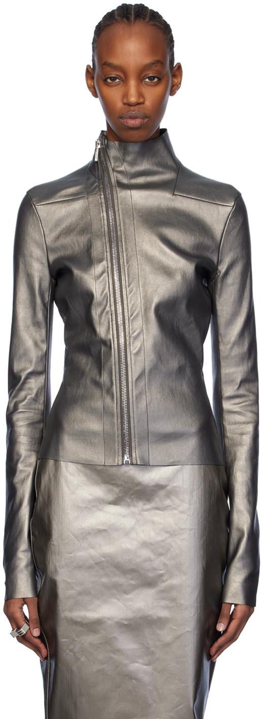 Rick Owens Gunmetal Gary Leather Jacket in Black | Lyst