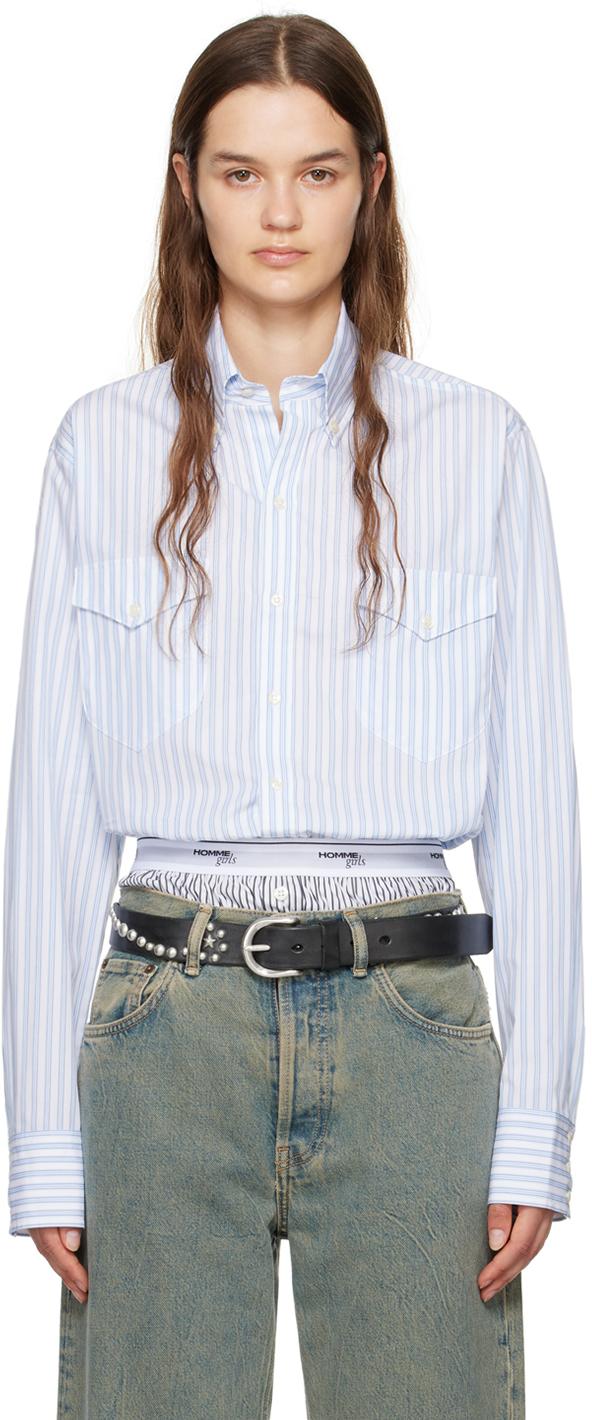 Carter Young Striped Shirt in White | Lyst UK