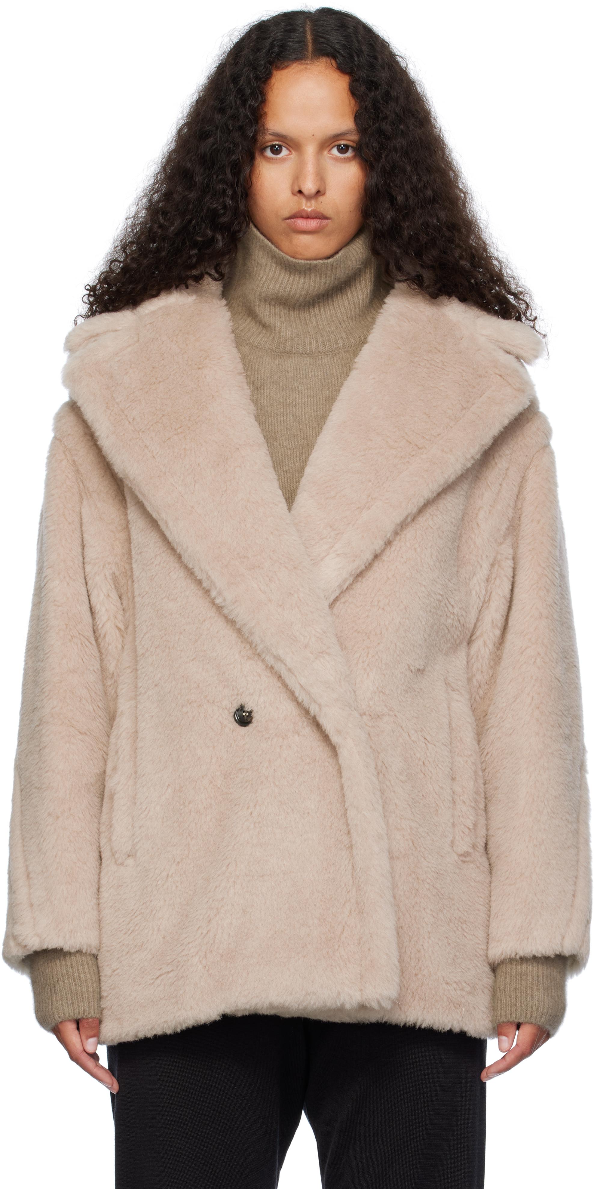 Max Mara Olga Short Faux-Fur Coat in Natural | Lyst
