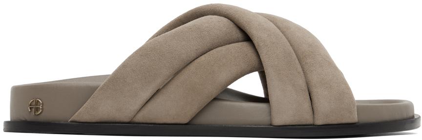 Anine Bing Lizzie Slides in Black | Lyst