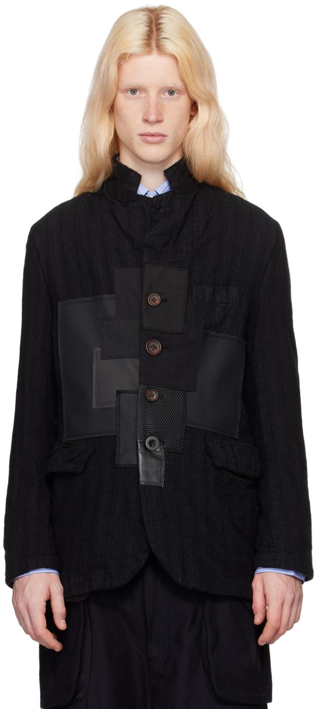 Junya Watanabe メンズ ブラック パッチワーク テーラード Junya Watanabe メンズ ブラック パッチワーク テーラード