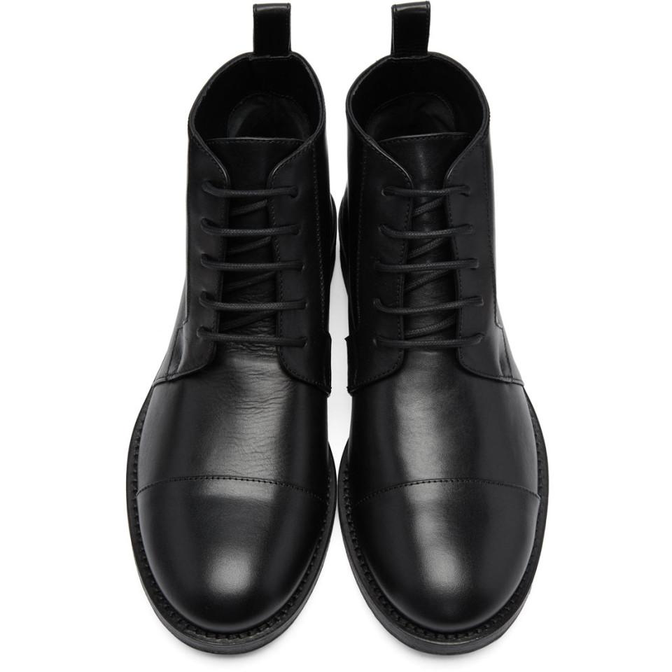 Ann Demeulemeester Black Leather Lace-up Boots for Men - Lyst