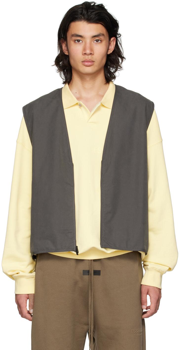 Fear Of God メンズ ブラック グレー ジッパー ベスト ジャケット Fear Of God メンズ ブラック グレー ジッパー ベスト ジャケット