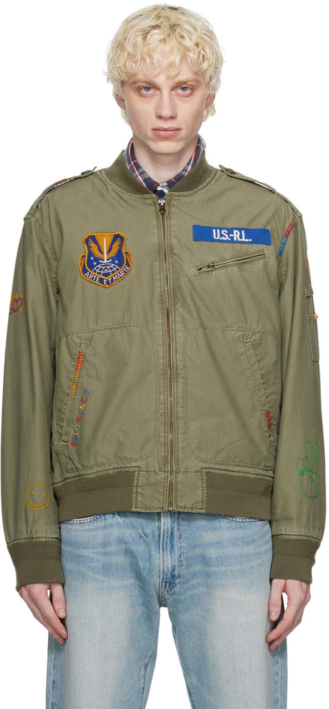 Polo Ralph Lauren Khaki 'peace Love Polo' Bomber Jacket in Green for ...