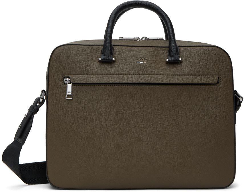 BOSS Brown Faux-leather Briefcase in Black for Men | Lyst