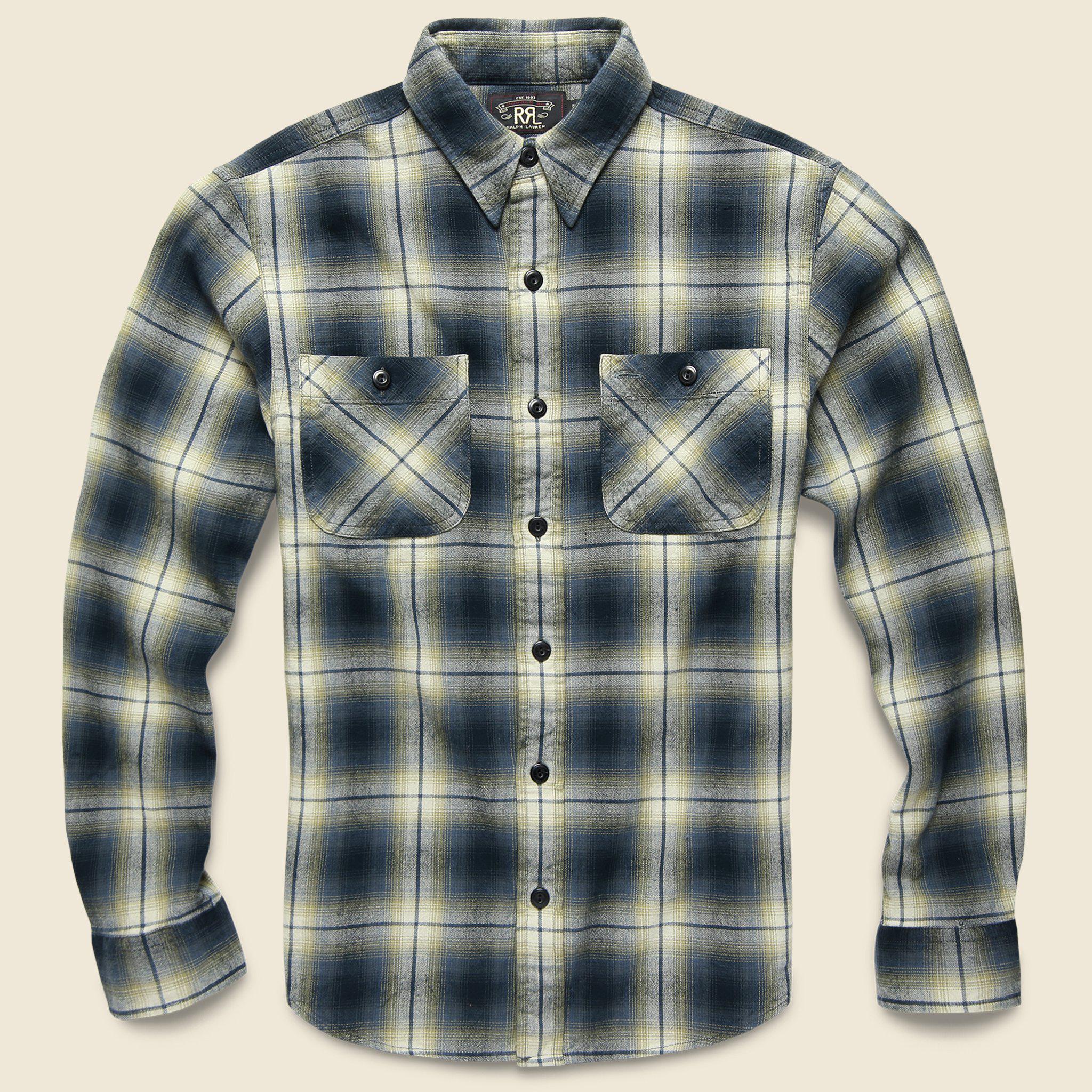 Lyst Rrl Cody Ombre Plaid Western Shirt Blue Black In Blue For Men