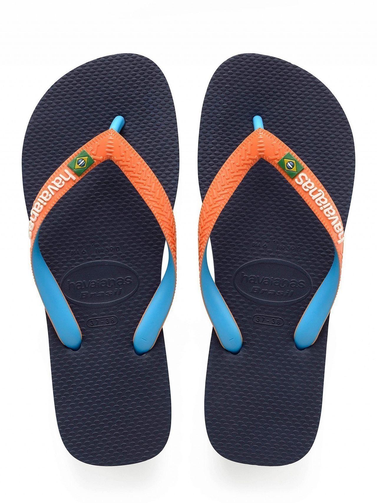 Havaianas Rubber Navy Orange Brasil Mix Flip Flops In Blue For Men Lyst