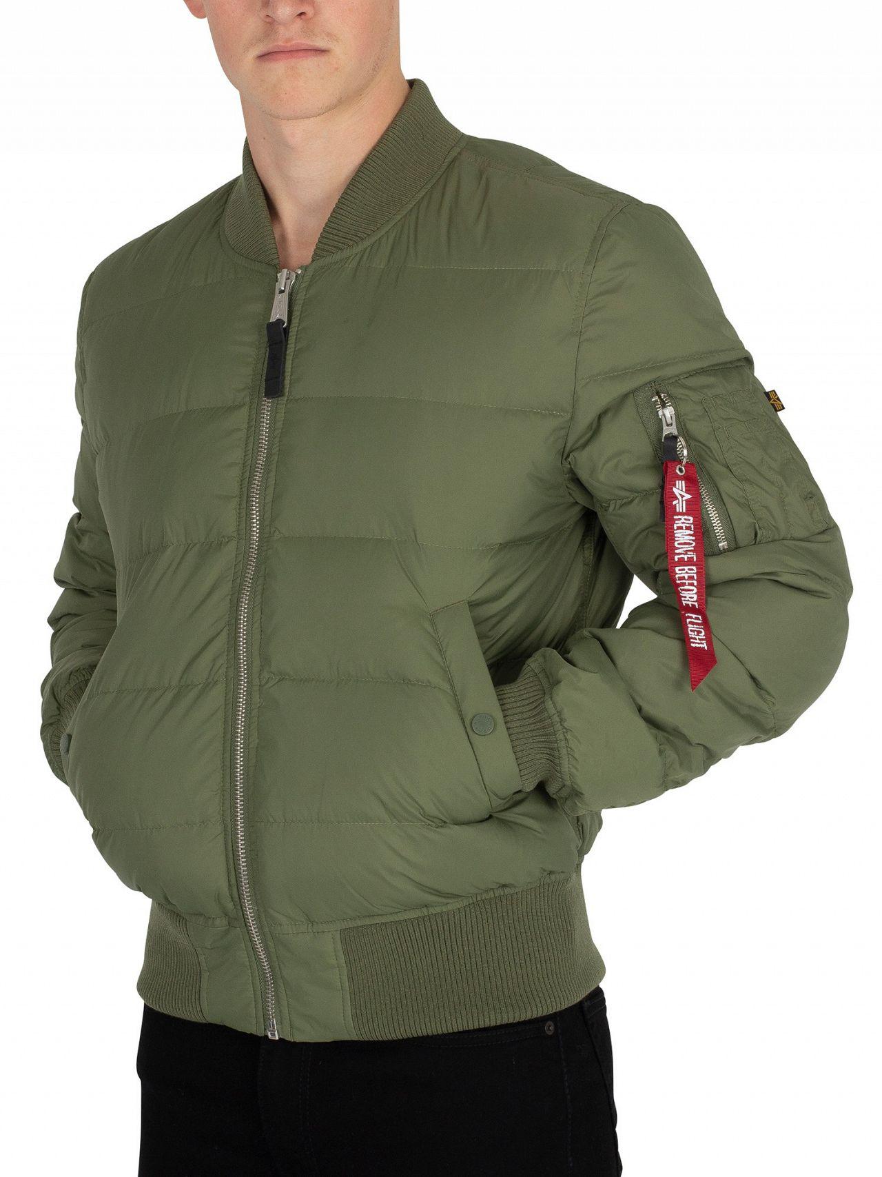 Alpha Industries Synthetic Sage Green Ma-1 Puffer Bomber Jacket for Men ...
