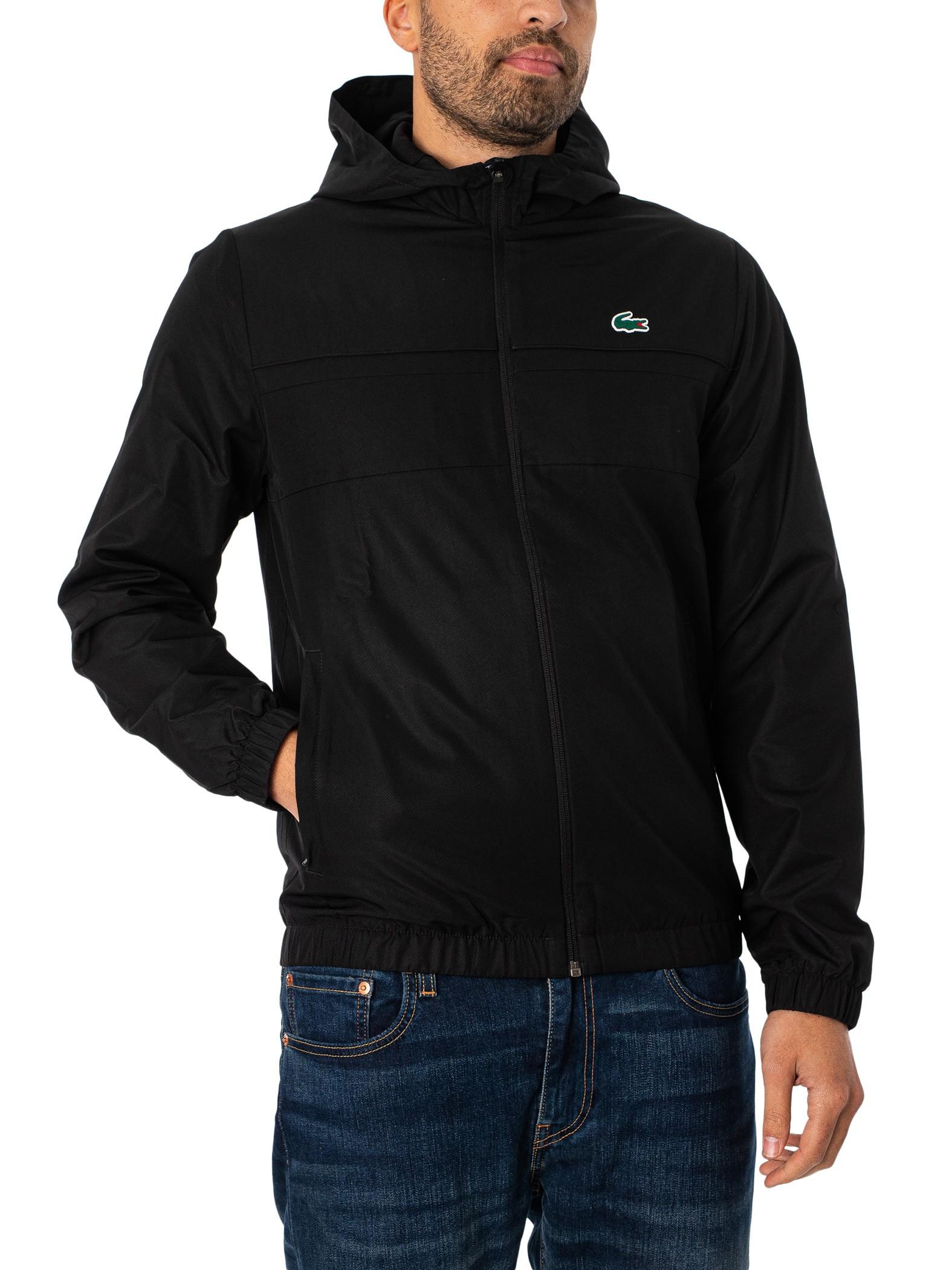 Lacoste Recycled Fiber Zipped Hooded Jacket in Black for Men | Lyst UK