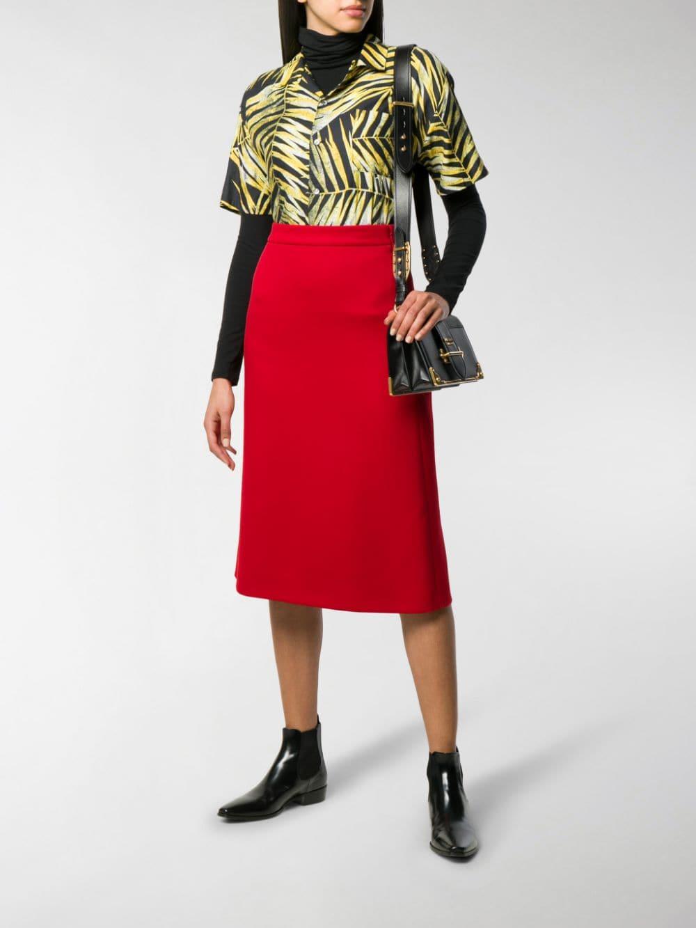 Prada Wool Mid-length A-line Skirt in Red - Lyst